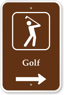 Golf Sign (with Man Playing Golf Graphic) - Right Arrow, SKU: K-8267-R